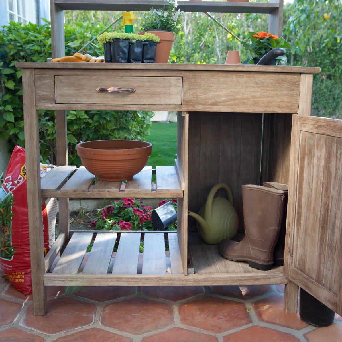 17 Garden Potting Bench with Storage Ideas Worth to Check | SharonSable