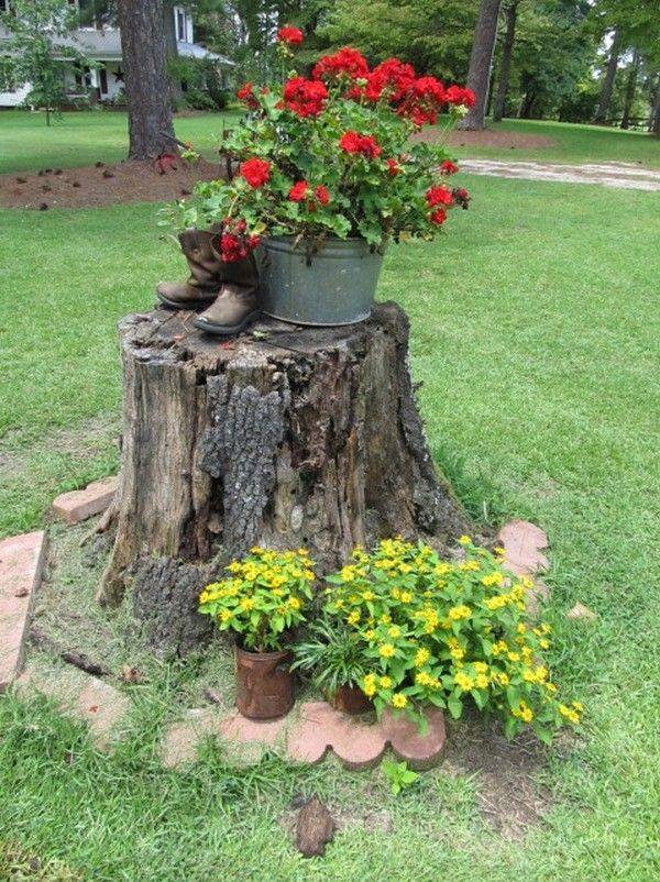 18 DIY Tree Stump Garden Ideas Container You Should Check | SharonSable