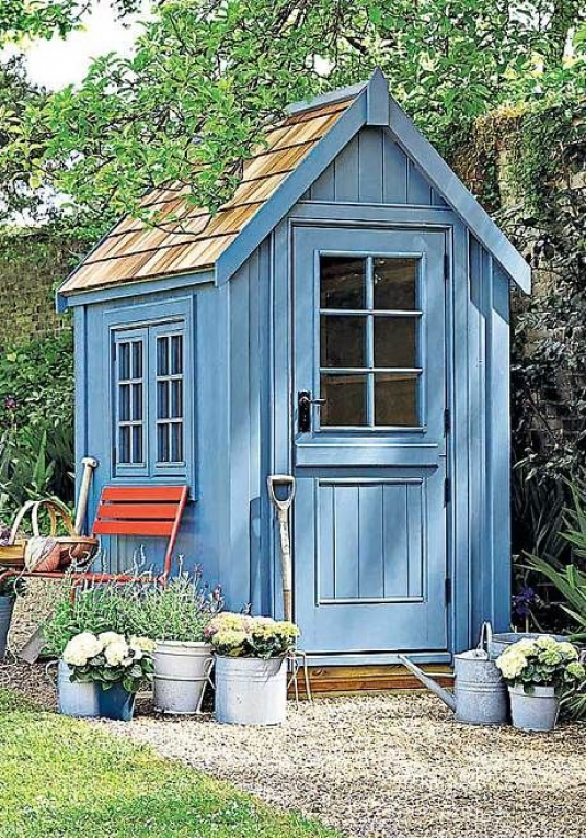 23 Blue Garden Shed Ideas Worth to Check | SharonSable