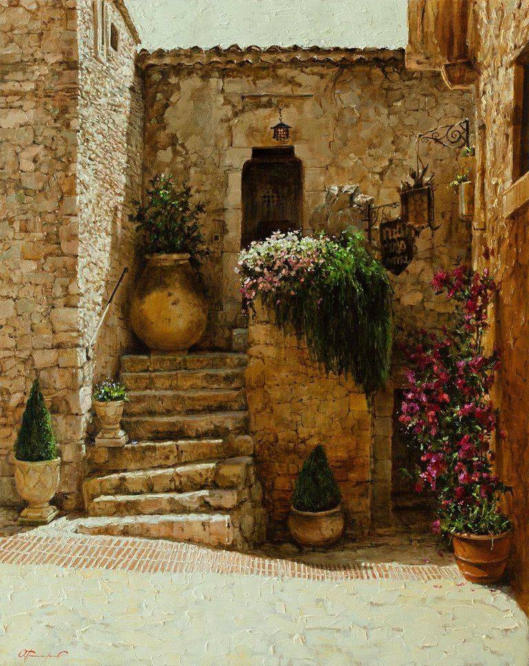 21 Italian Courtyard Garden Paintings Ideas For This Year | SharonSable