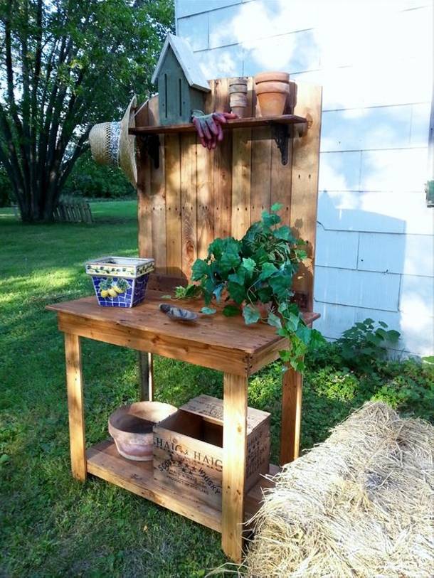 22 Garden Potting Bench Made From Pallets Ideas Worth a Look | SharonSable